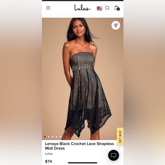 Lulus | Dresses | Lulus Lenaya Size Small Black Crocheted Strapless ...